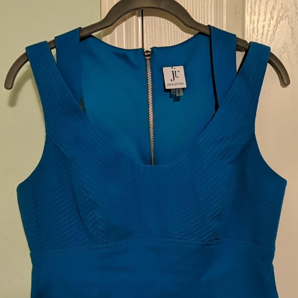 Blue Structured Dress With Cutouts And Full Zipper - Gem